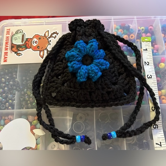 Hand Crafted | Bags | Crocheted Drawstring Flower Pouch | Poshmark